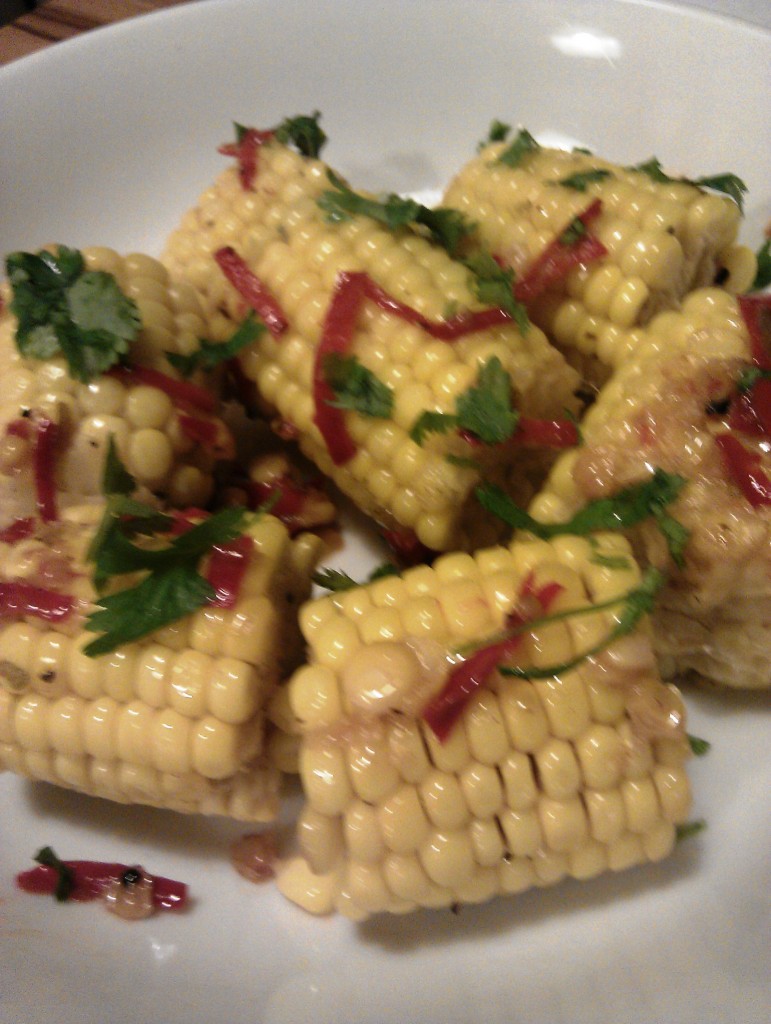 Seasonal local food recipe No.164: Braised sweetcorn with lime & chilli